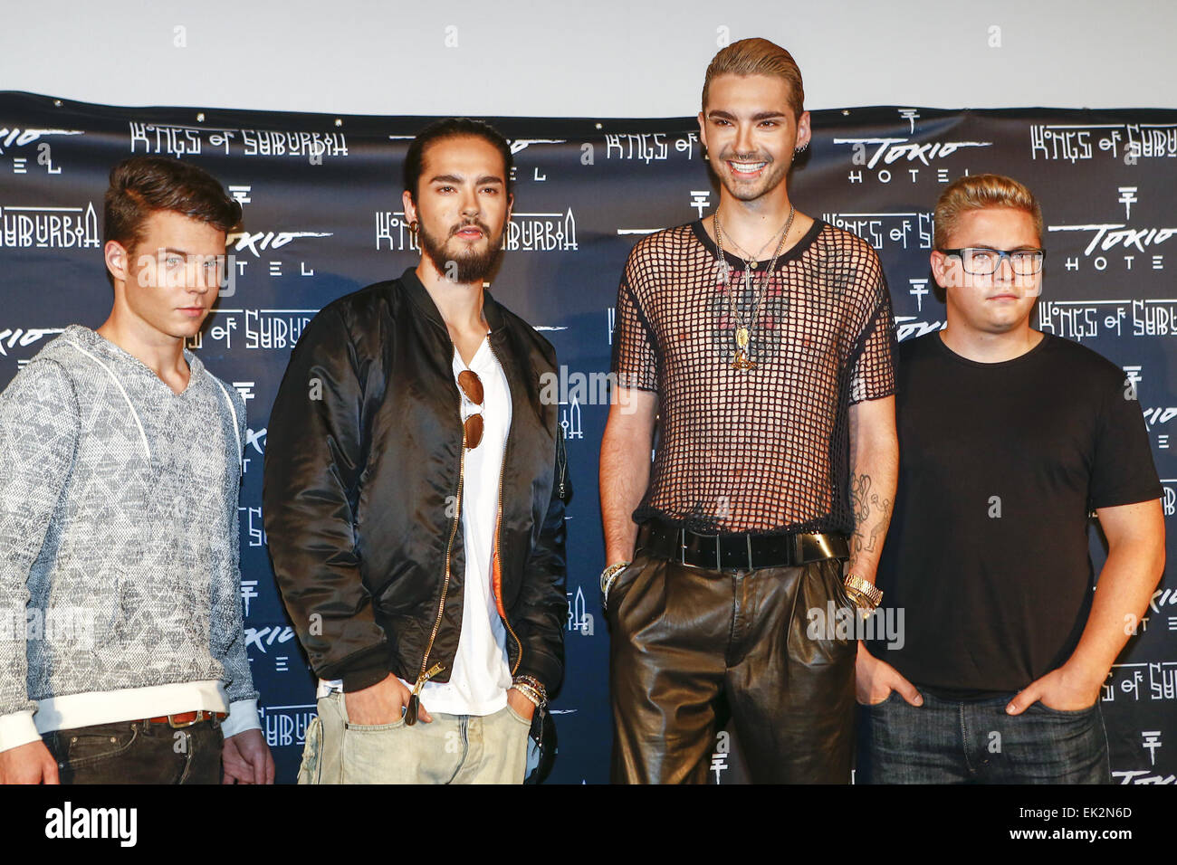 Tokio Hotel promoting their new album Kings of Suburbia at Kino Babylon. Featuring: Bill Kaulitz ...