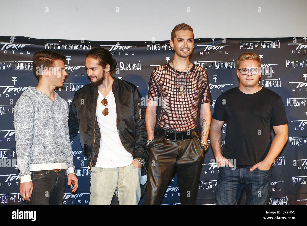 Tokio Hotel promoting their new album Kings of Suburbia at Kino Babylon. Featuring: Bill Kaulitz ...