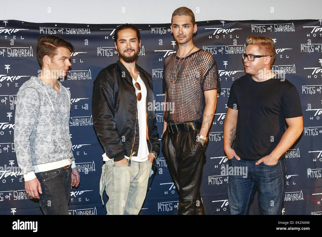 Tokio Hotel promoting their new album Kings of Suburbia at Kino Babylon. Featuring: Bill Kaulitz ...