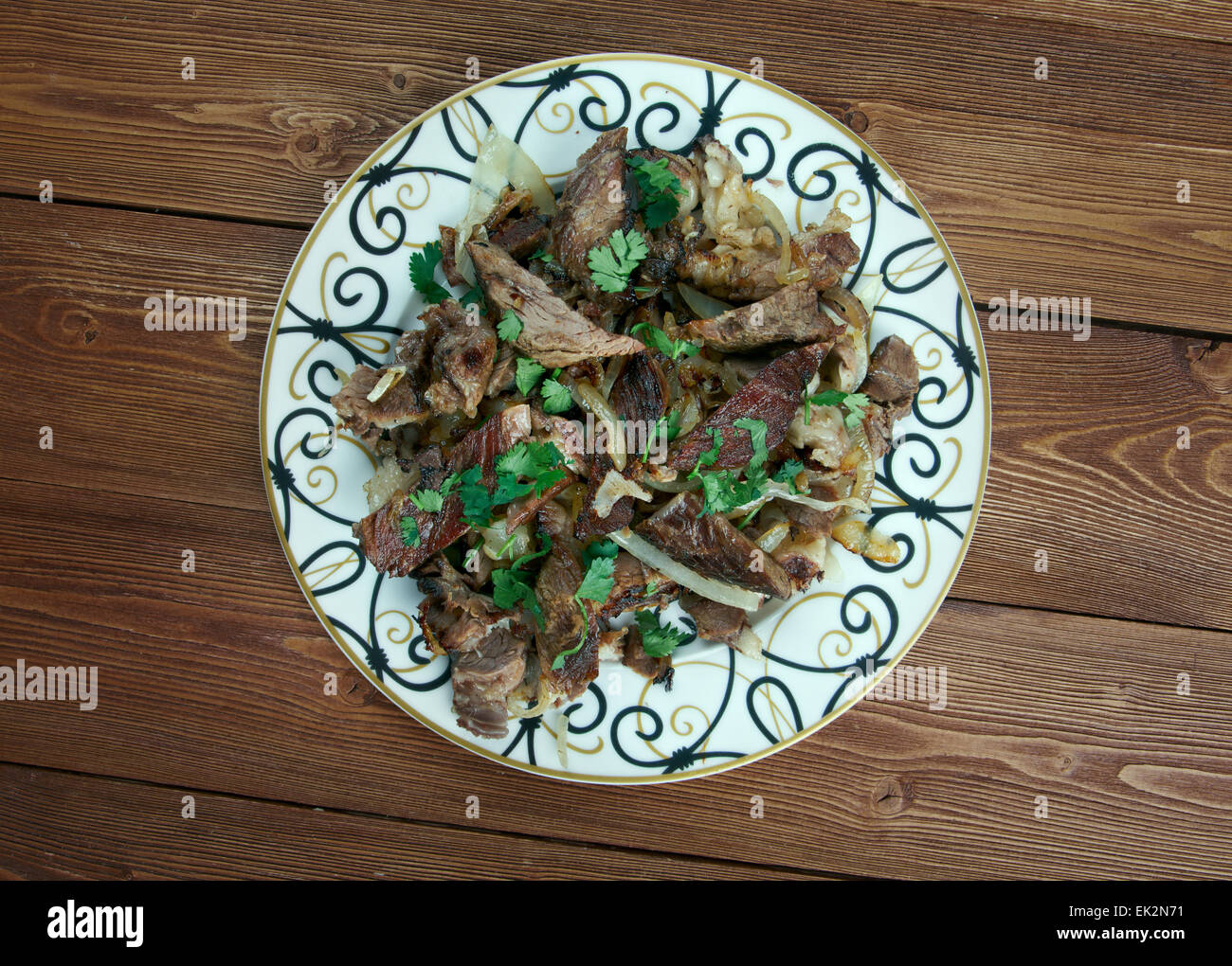Kuurdak - traditional meat dish made in Central Asia, especially among ...