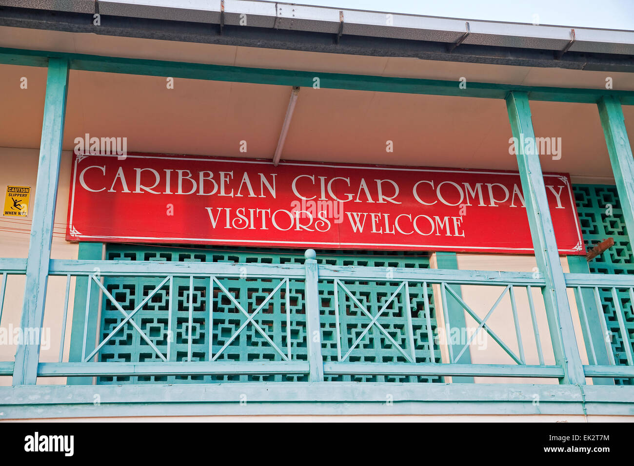 Caribbean Cigar company visitors welcome sign in Barbados Stock Photo ...
