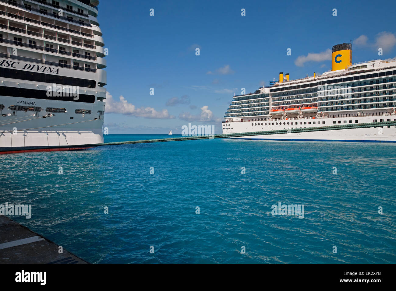MSC Divina and Costa Mediterranea docked in St Maarten Stock Photo - Alamy
