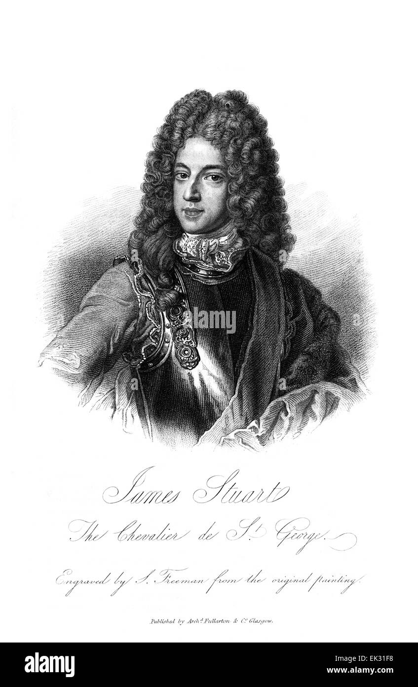 engraved portrait illustration of James Francis Stuart 1688-1766 ...