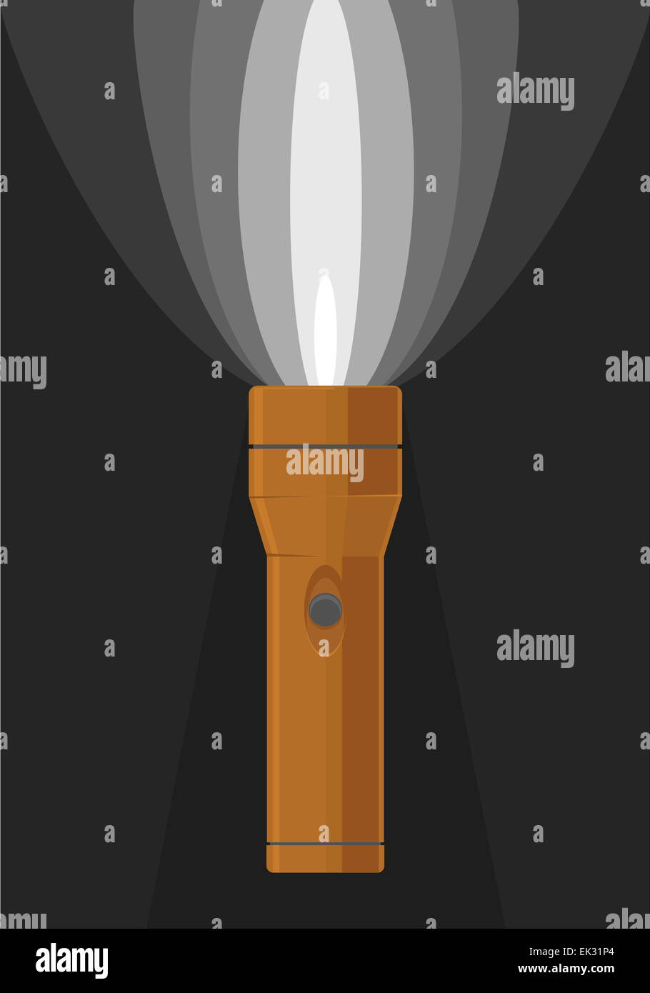 Vector illustration of orange flashlight on dark grey background Stock ...