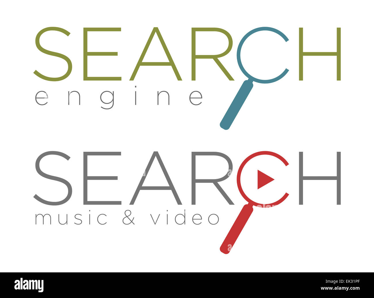 Vector illustration of simple search engine icons Stock Photo - Alamy