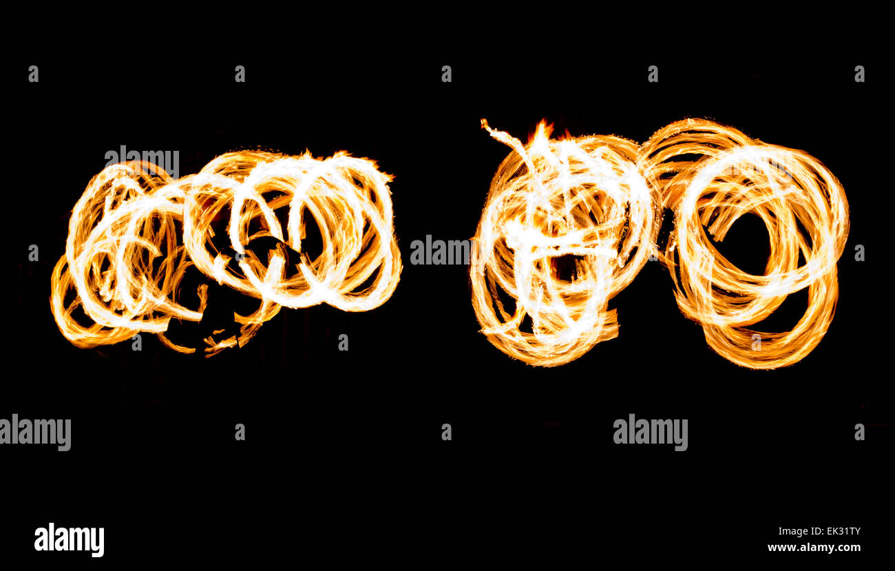 Fire Show Flaming Trails Stock Photo - Alamy