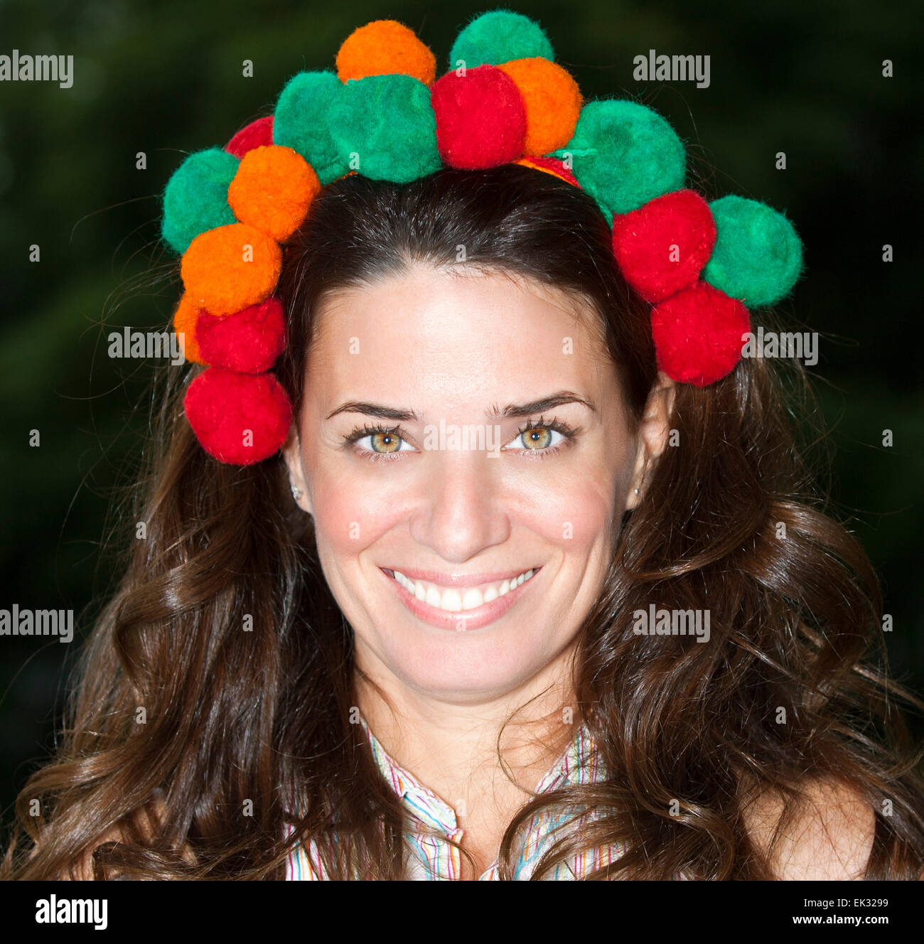 pretty woman with fancy stuff on her head Stock Photo - Alamy