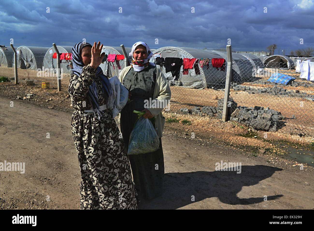 Syrian people in refugee camp in Suruc. These people are refugees from ...