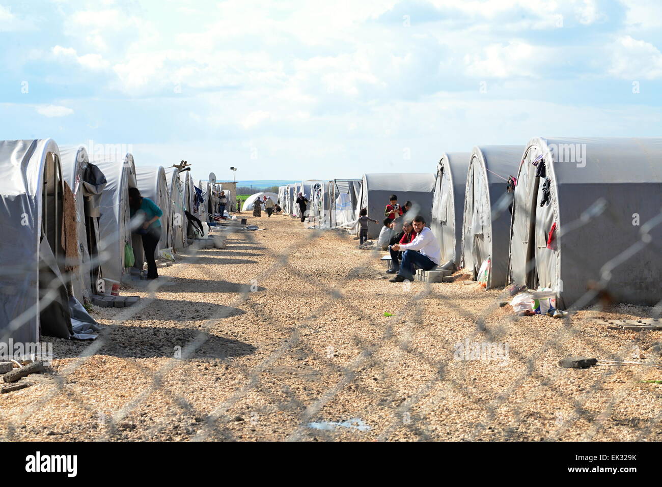 Syrian people in refugee camp in Suruc. These people are refugees from ...