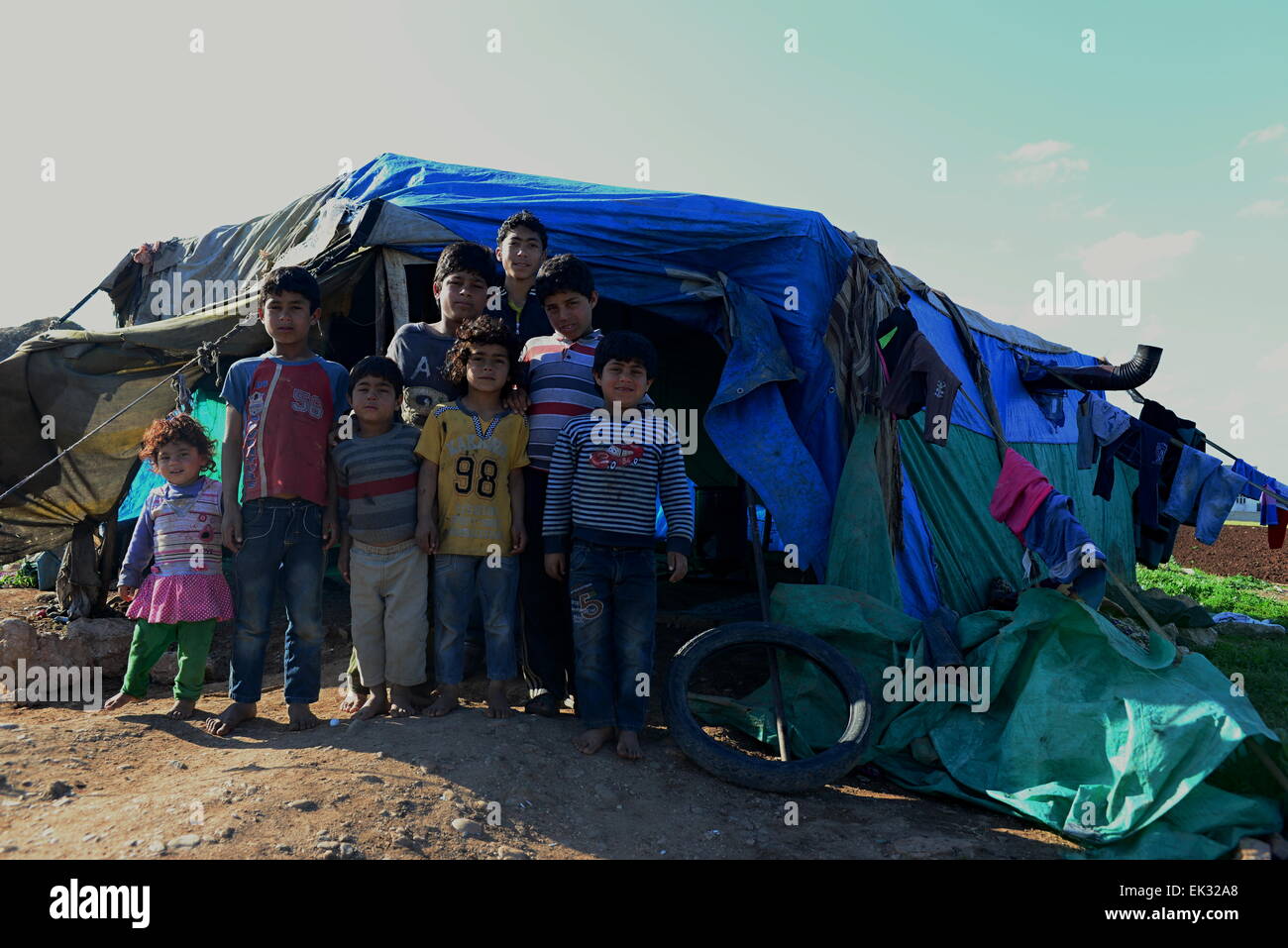 portrait of refugees living homeless in Turkey. 1.4.2015 Reyhanli ...