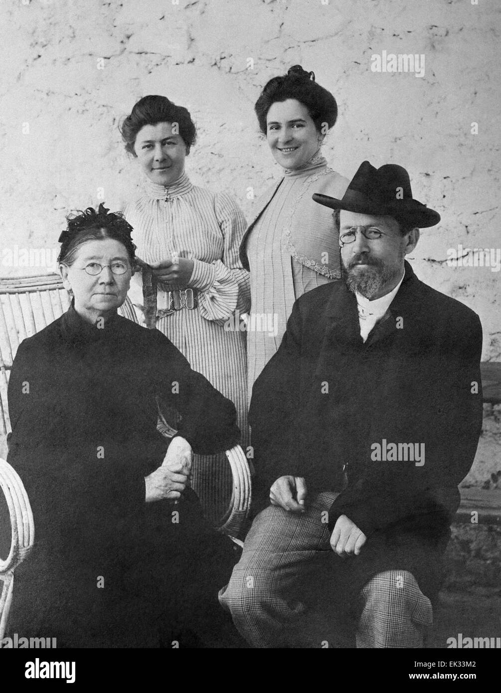 Family of Russian writer Anton Chekhov 1860-1904. Sitting: Chekhov's ...