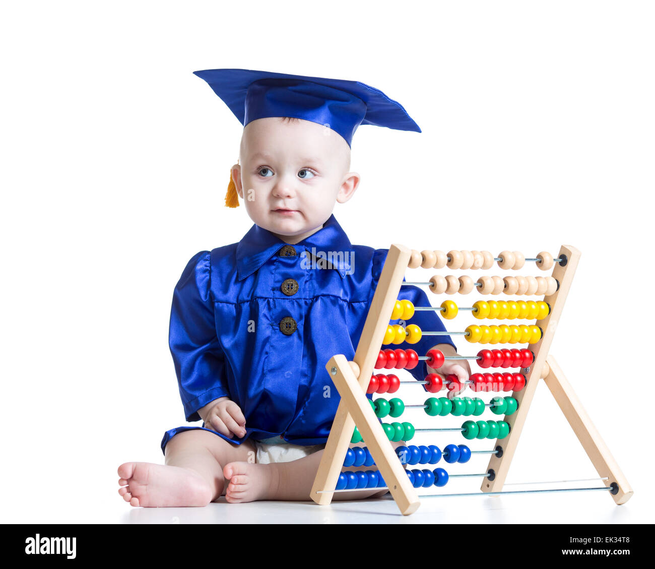 Kid boy with counter toy Stock Photo - Alamy