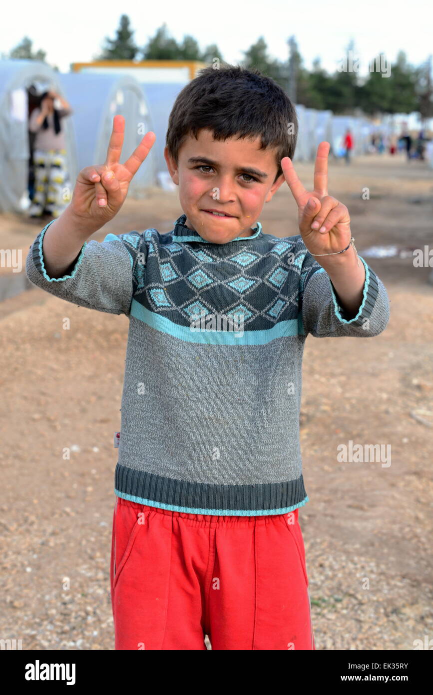 Syrian people in refugee camp in Suruc. These people are refugees from ...
