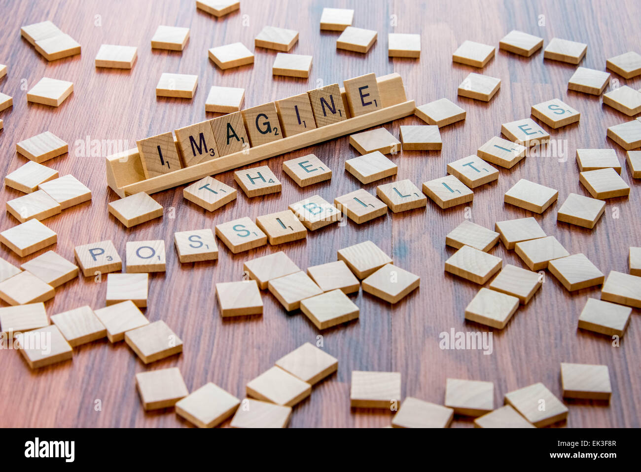 April 4, 2015: Houston, TX, USA - Scrabble Word Game wood tiles ...