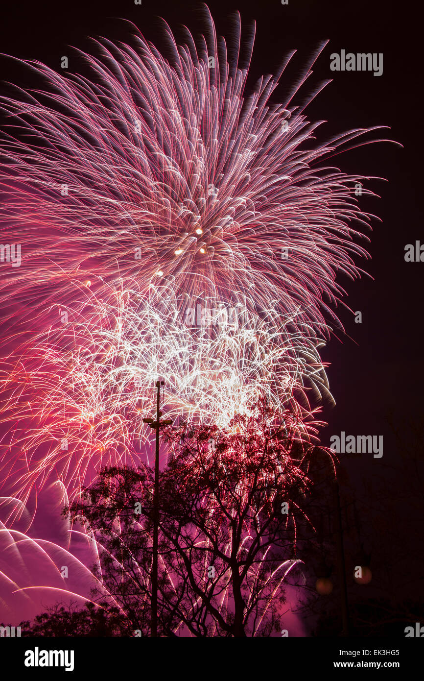 Fireworks at Las Fallas Festival, Valencia, Spain Stock Photo - Alamy