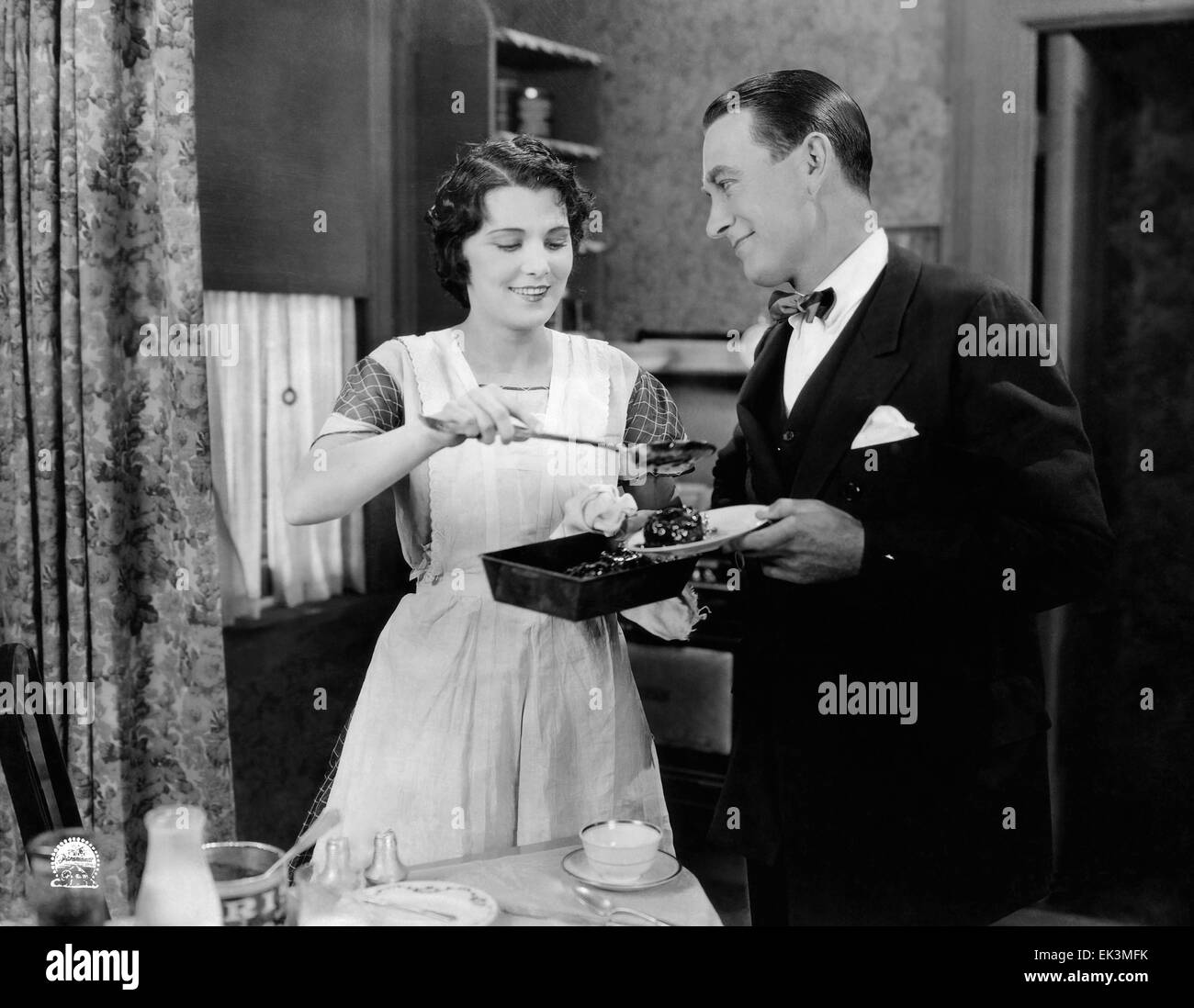 Leatrice Joy, Owen Moore, on-set of the Silent Film "The Silent Partner ...