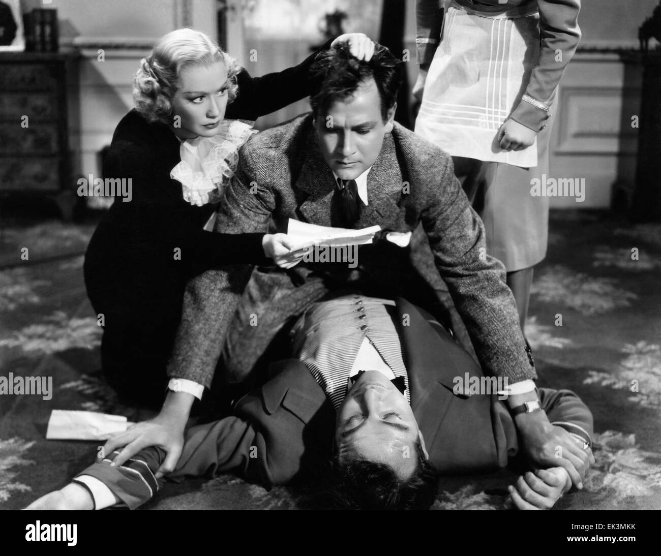 Miriam Hopkins, Joel McCrea, on-set of the Film "Woman Chases Man ...