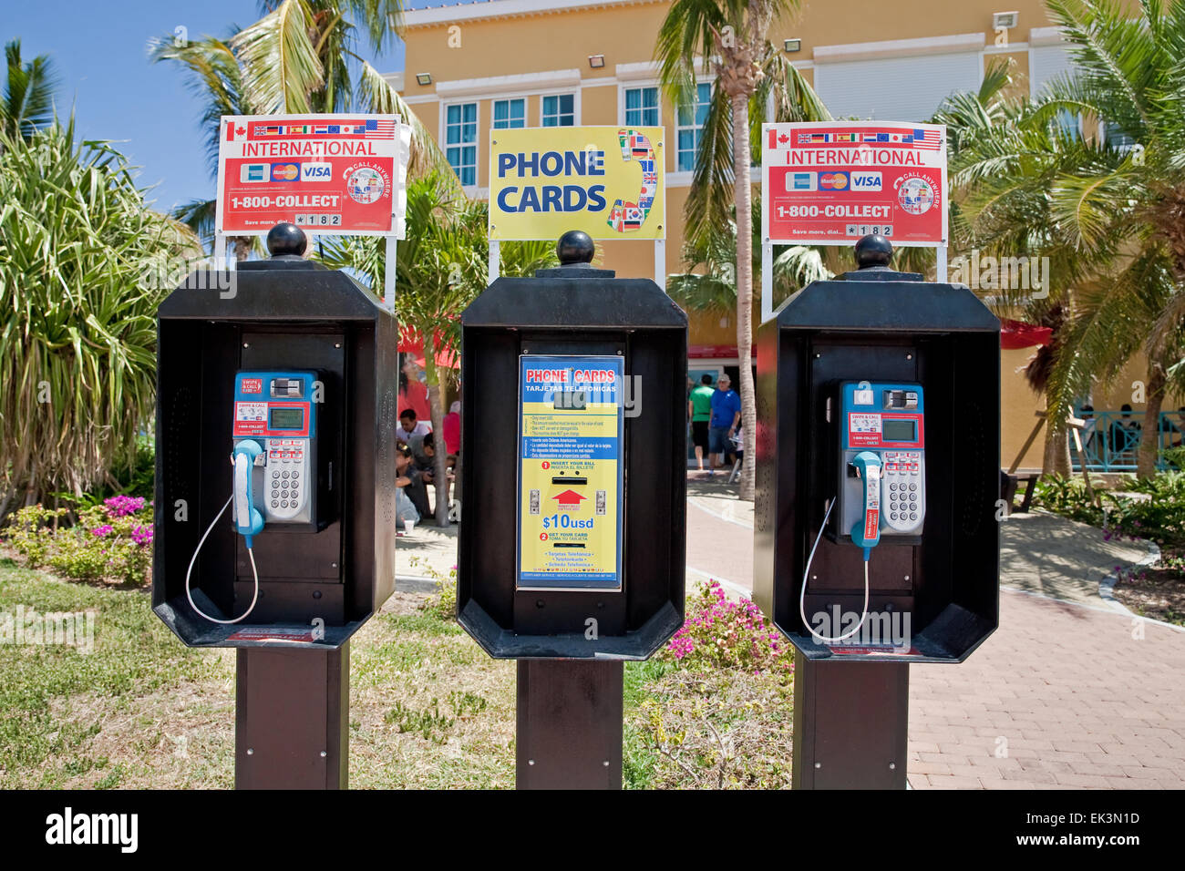 Public telephones in St Maarten in the Caribbean Stock Photo - Alamy