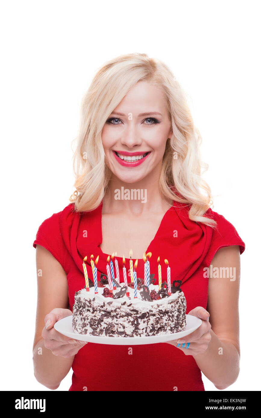 Woman holding cake hi-res stock photography and images - Alamy