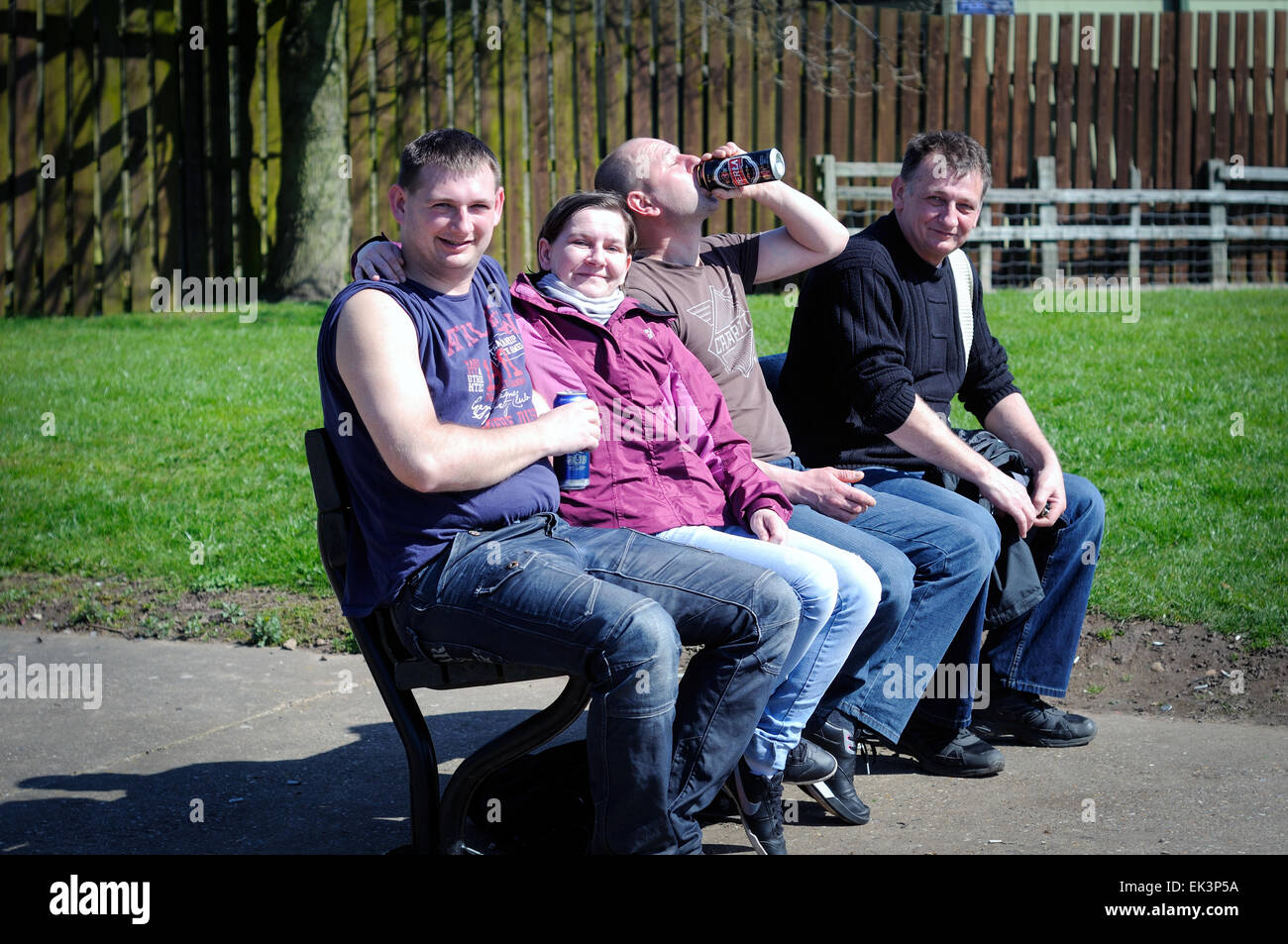 Alfreton Town, Derbyshire, UK. 6th April, 2015. Group of Polish workers ...