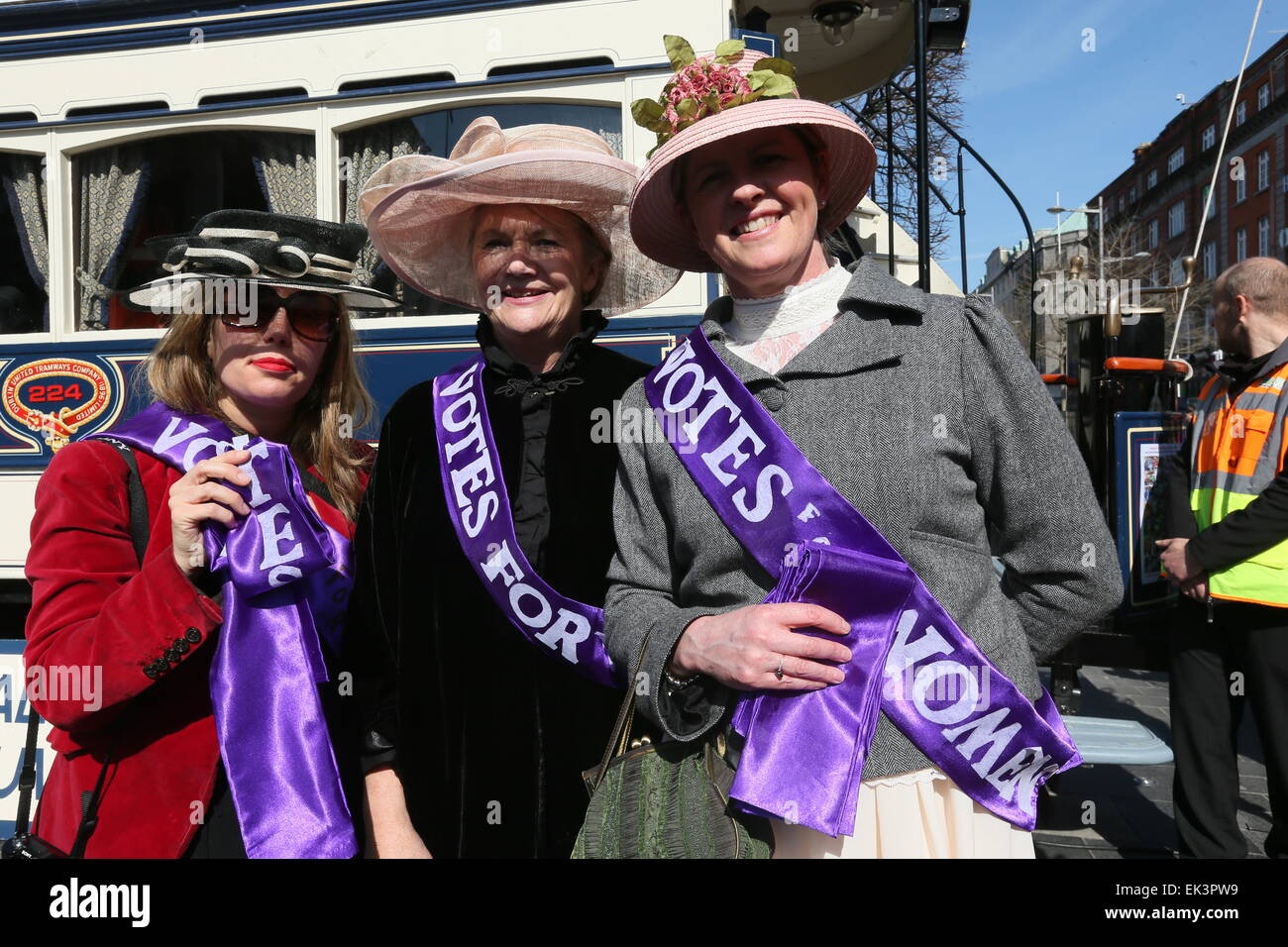 Dublin, Ireland. 06th Apr, 2015. Women dressed as Suffragettes during ...