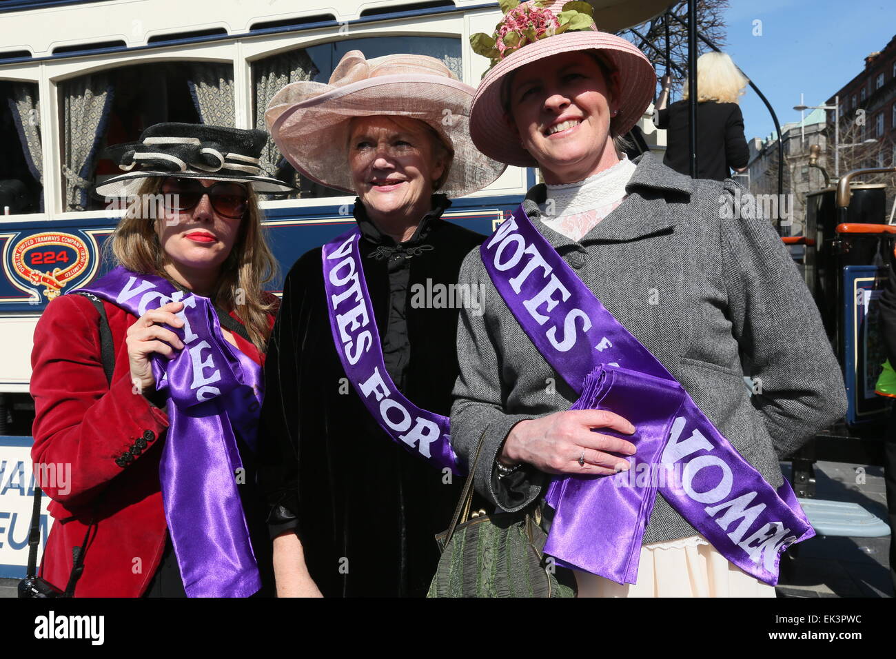Dublin, Ireland. 06th Apr, 2015. Women dressed as Suffragettes during ...