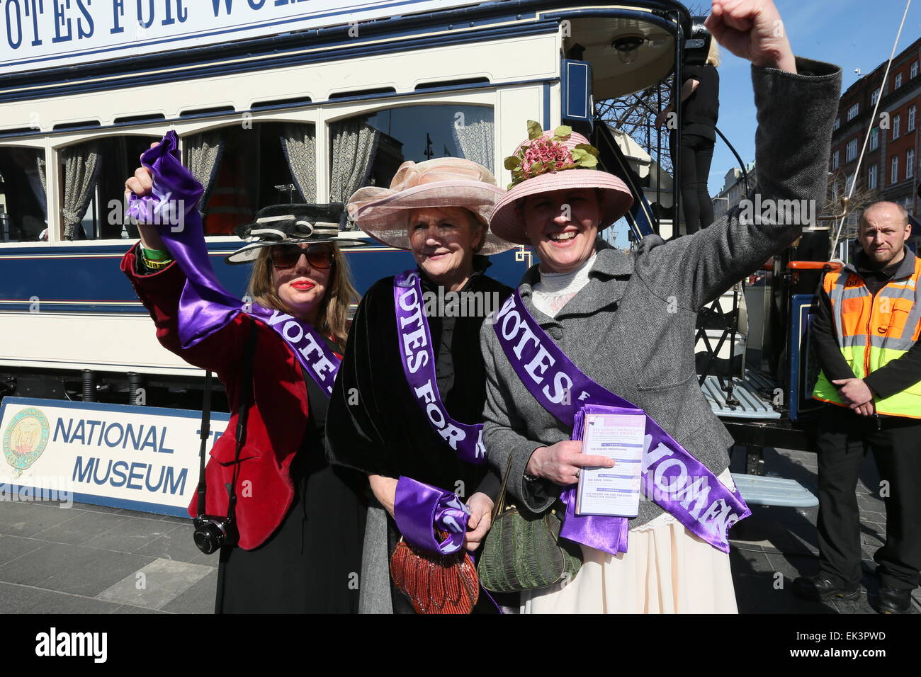 Dublin, Ireland. 06th Apr, 2015. Women dressed as Suffragettes during ...
