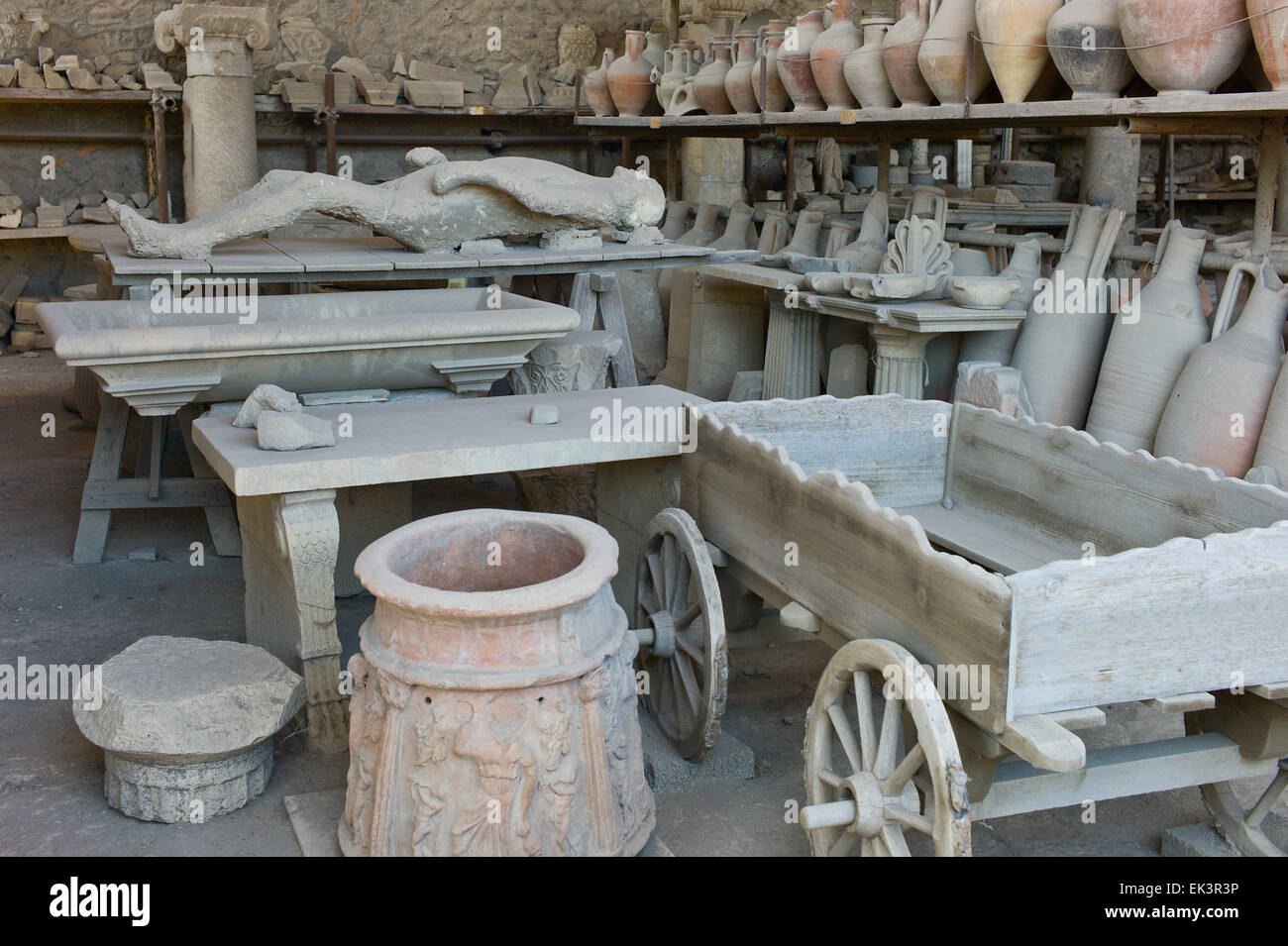 Storage of artefacts including a plaster cast of human remains and ...