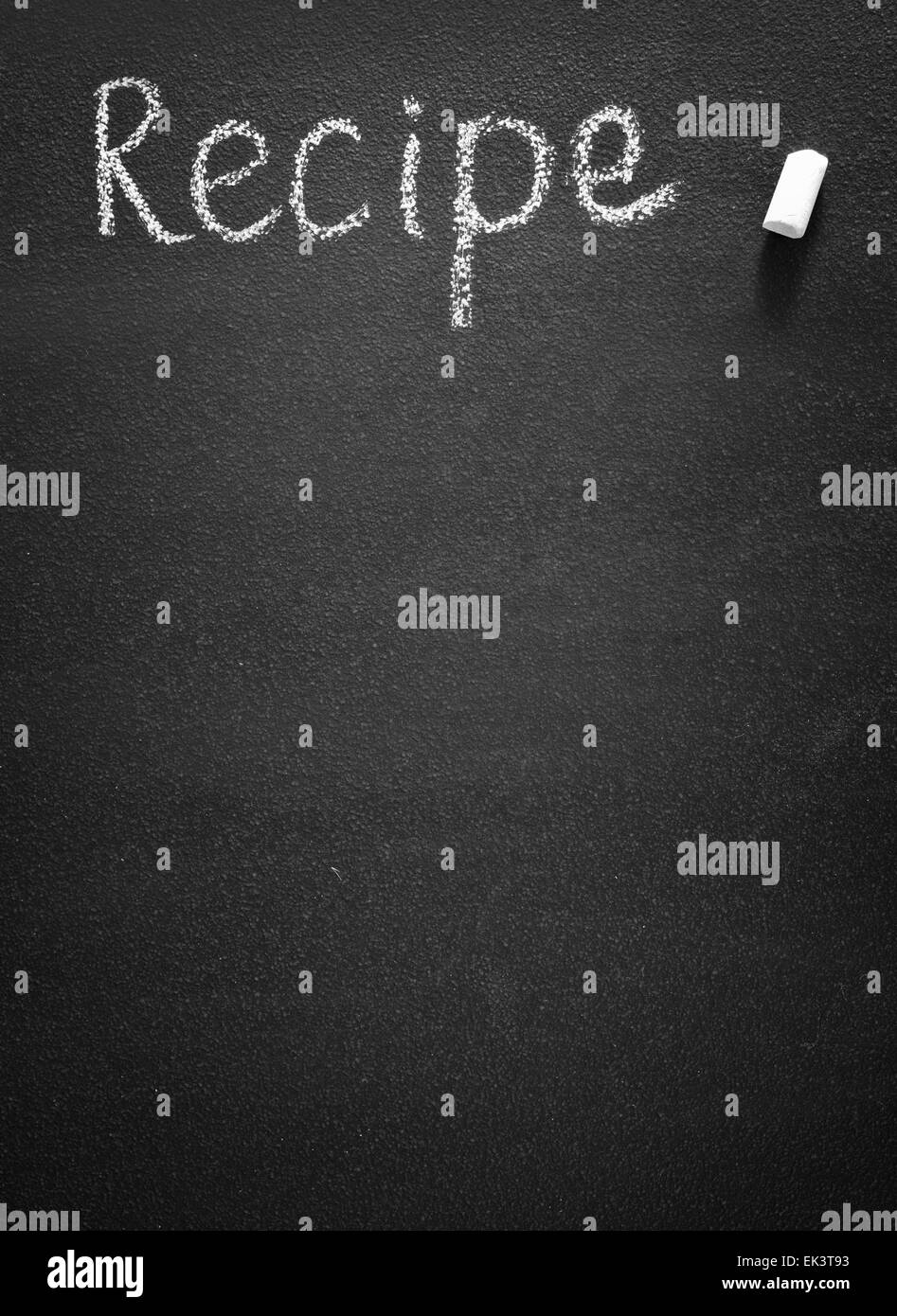 black board for recipe, black board and chalk Stock Photo - Alamy