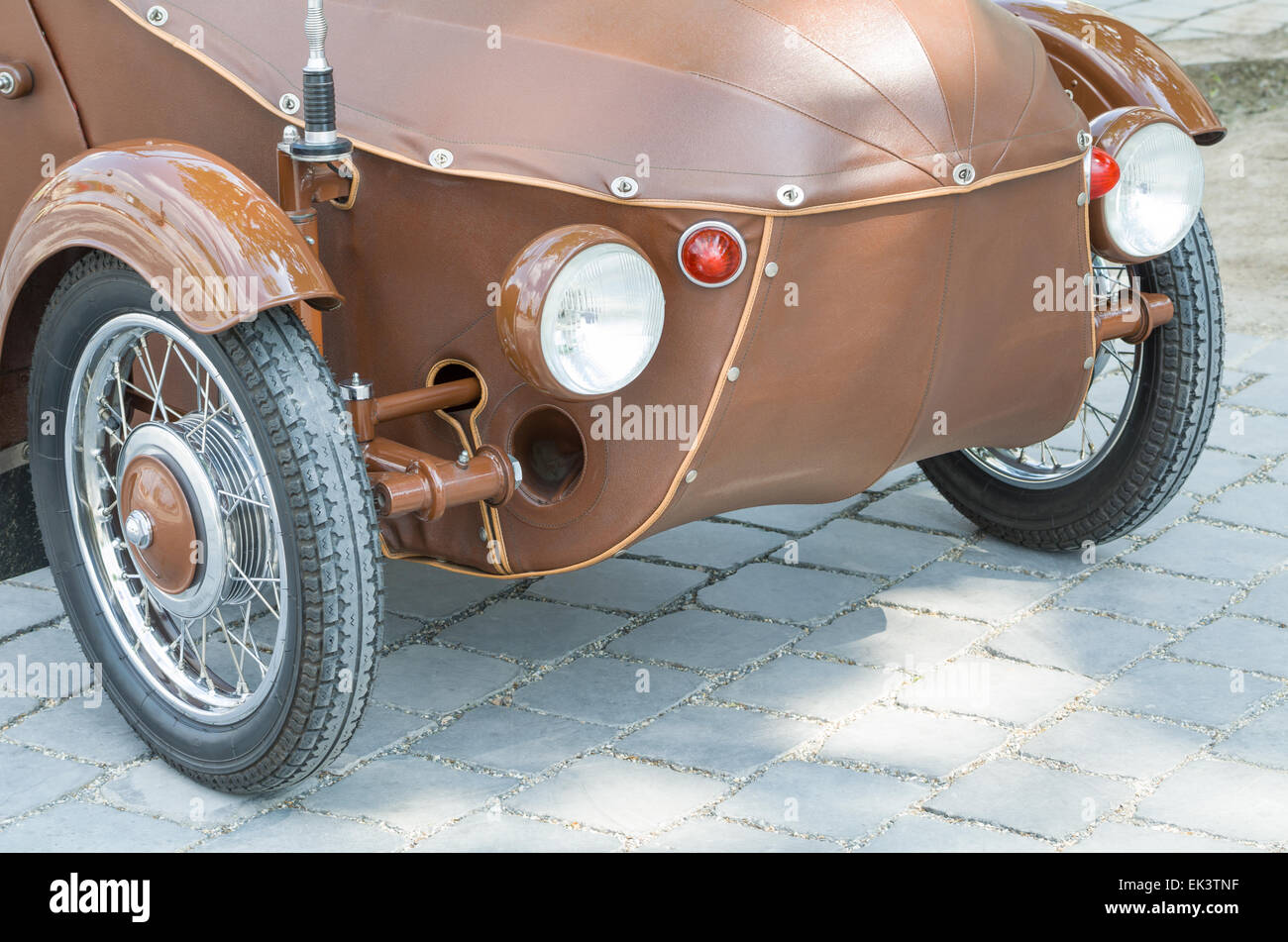 Brown Oldtimer Vintage Car with Leather Body Front Stock Photo - Alamy