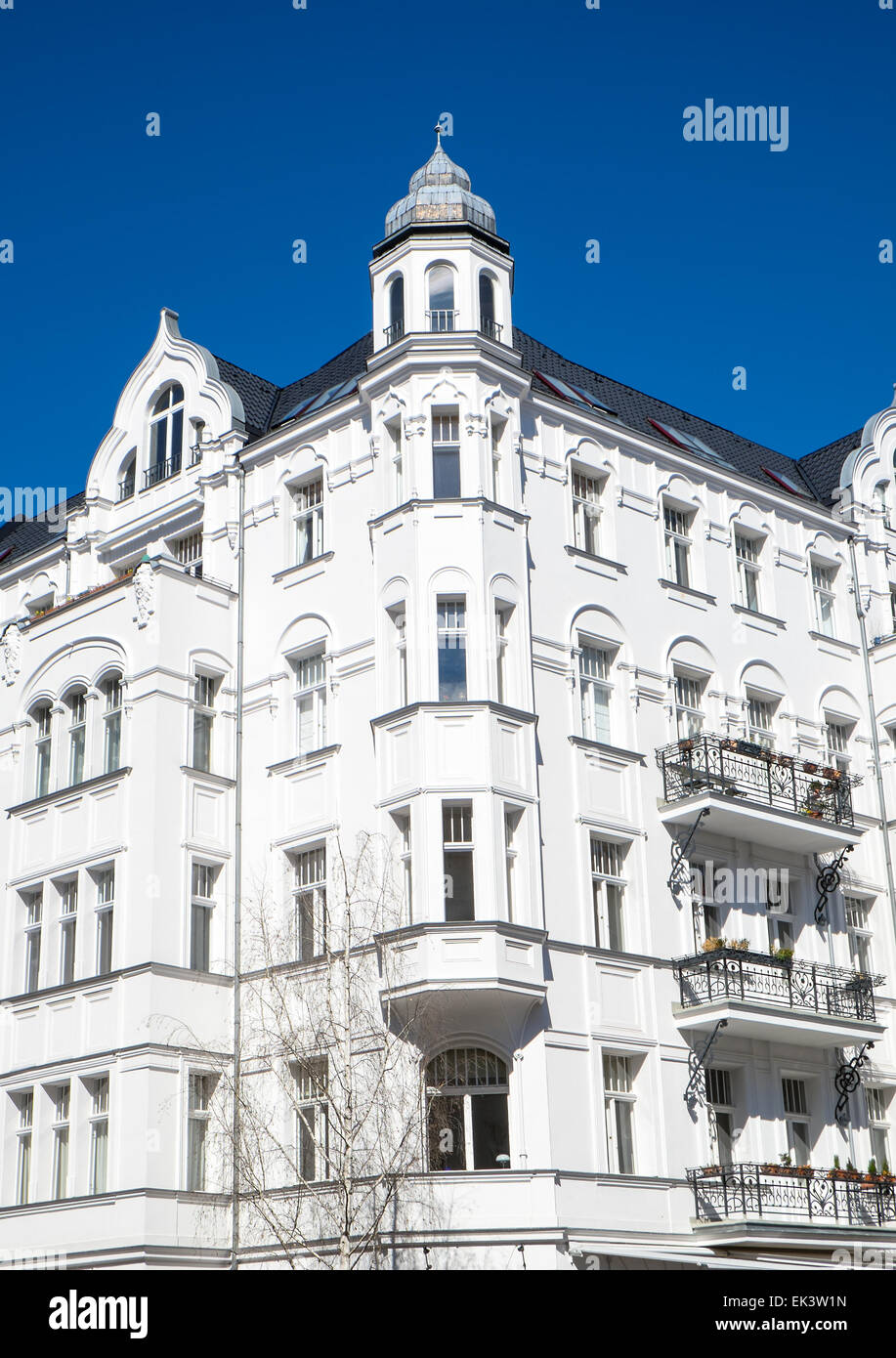 An old white residential building seen in Berlin Stock Photo - Alamy