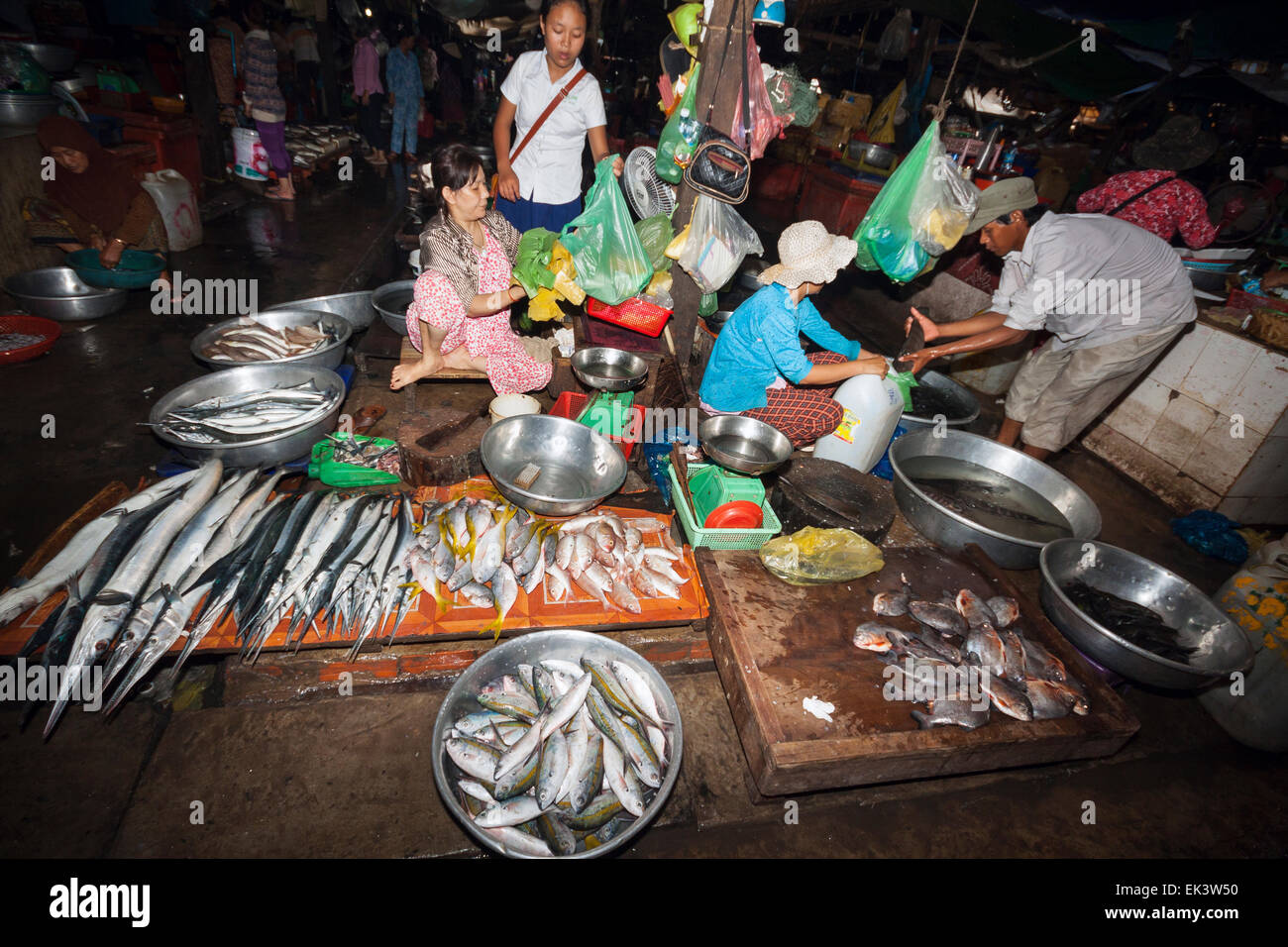 Covered Central Market in Kampot, Cambodia - Asia Stock Photo - Alamy