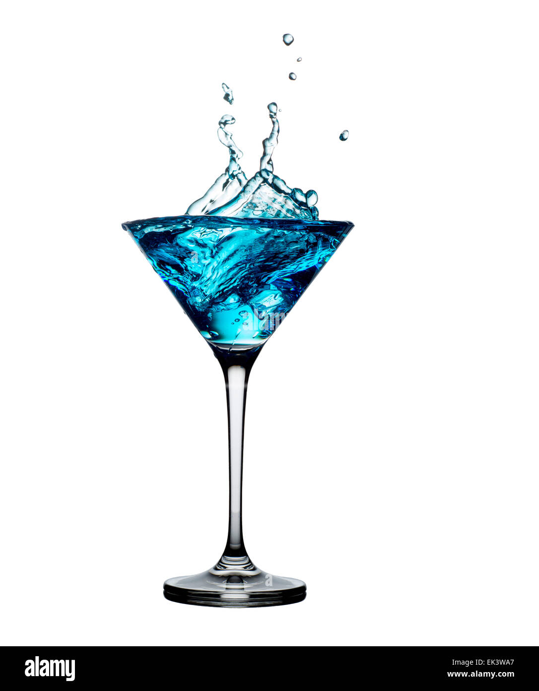 blue cocktail with splashes isolated on white Stock Photo - Alamy