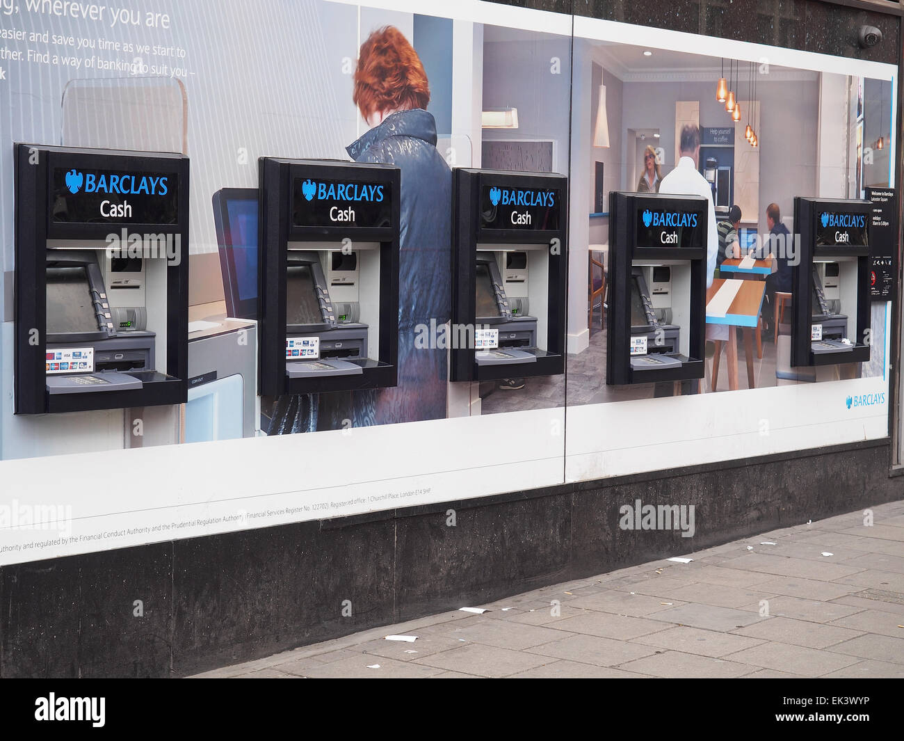 A row of five Barclays Bank cashpoint machines Stock Photo - Alamy