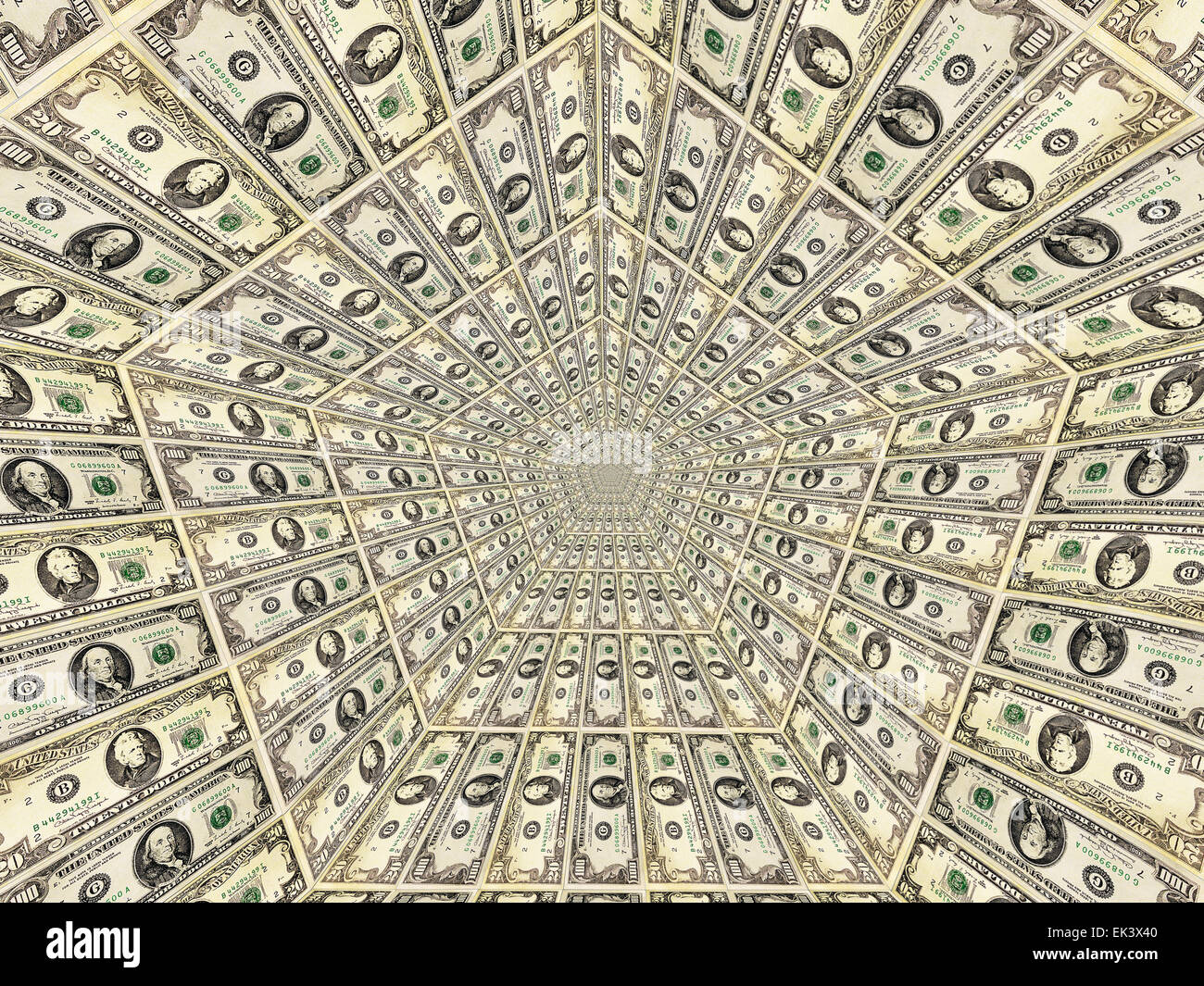 dollar pattern with abstract background from 20 and 100 bank notes ...