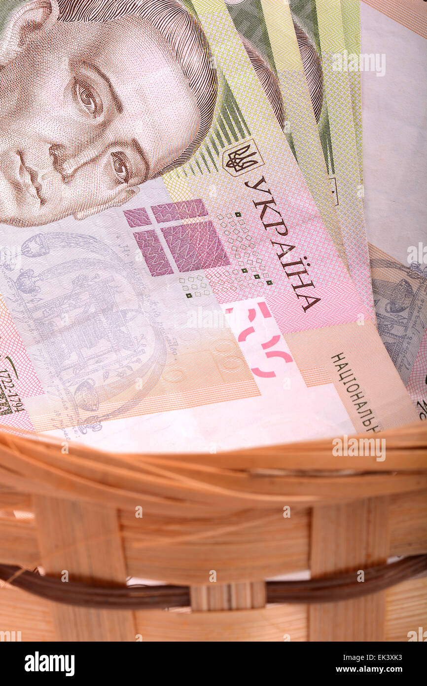 money set in a basket, ukrainian money Stock Photo - Alamy