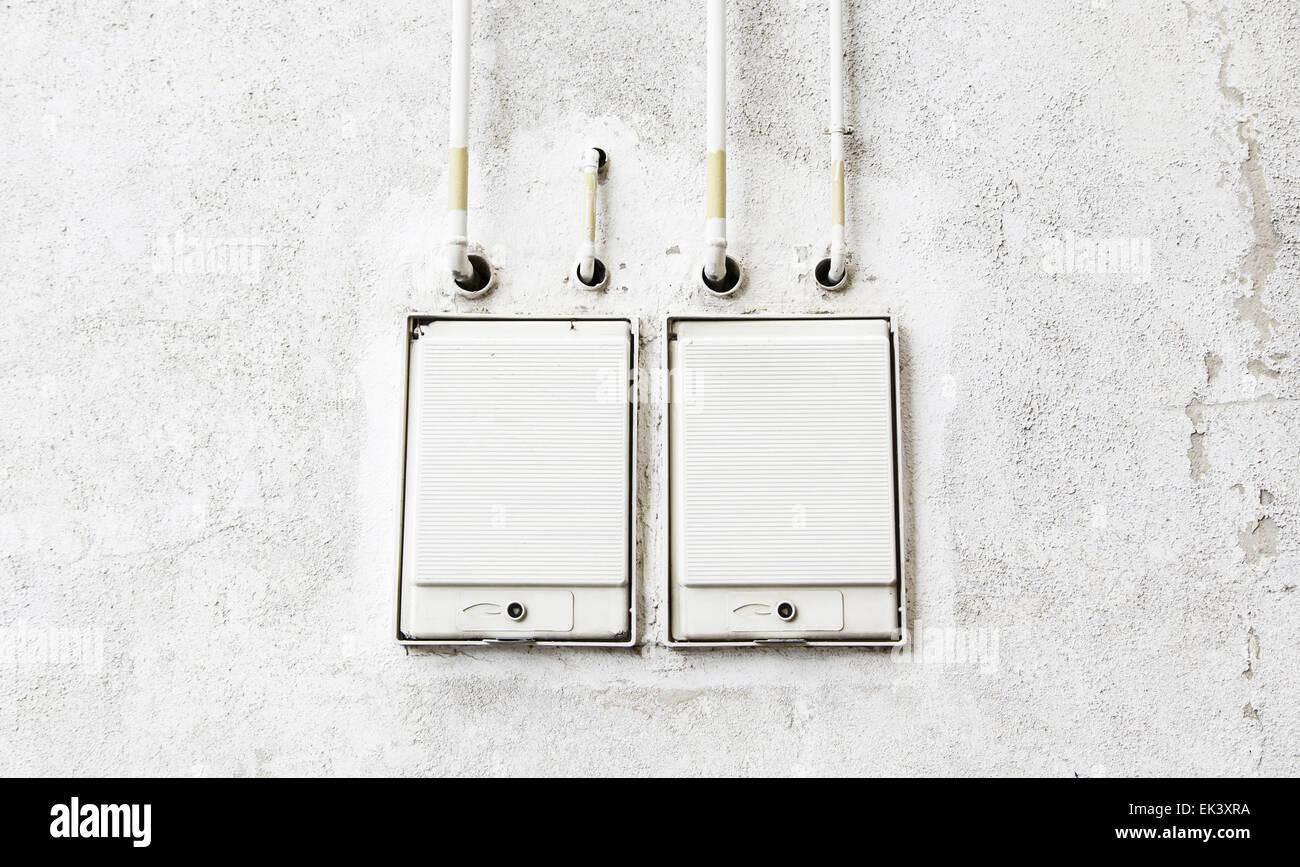 Electrical boxes on the street, detail of an electrical installation ...