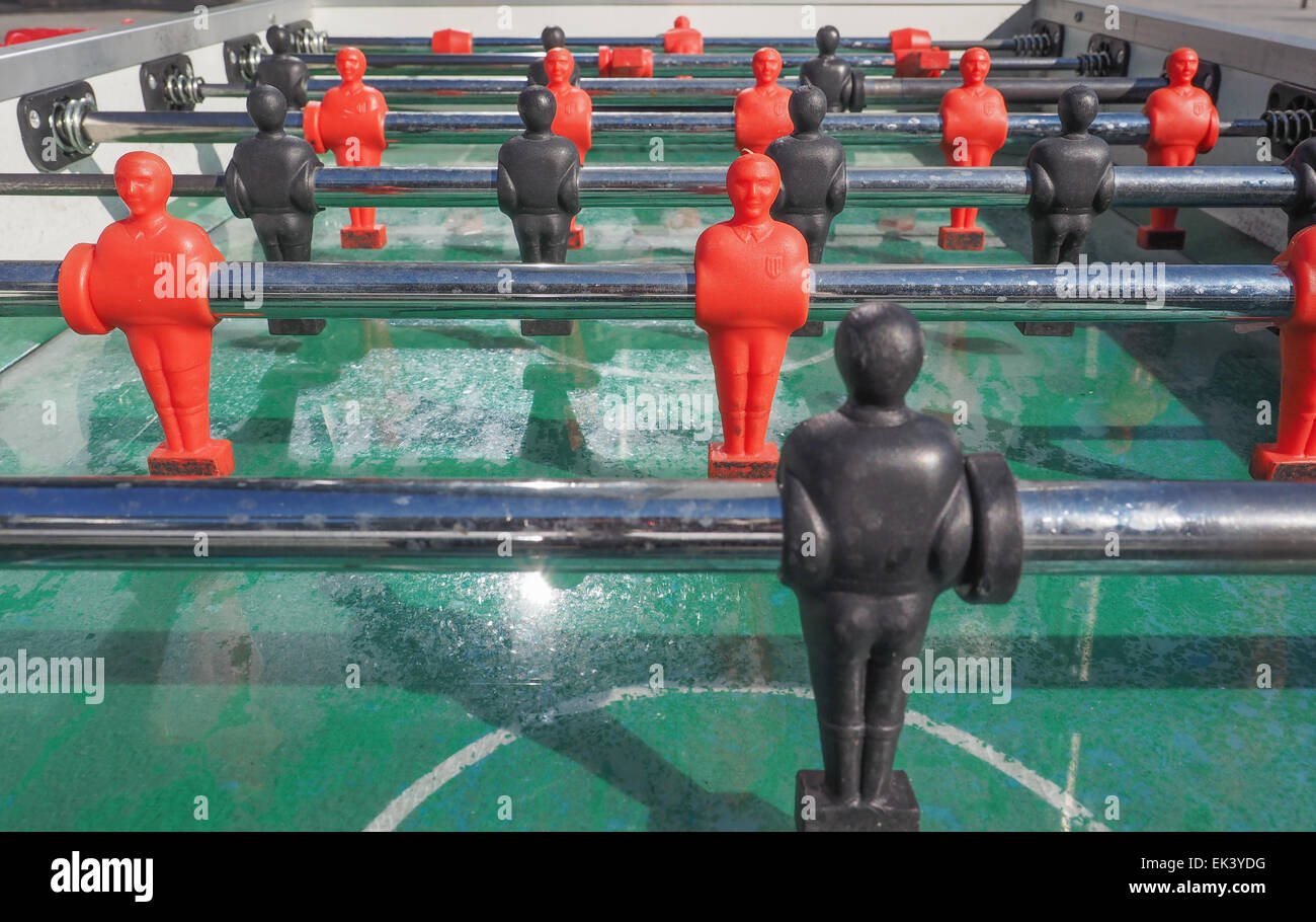 Table football aka table soccer, foosball from the German Tischfussball ...