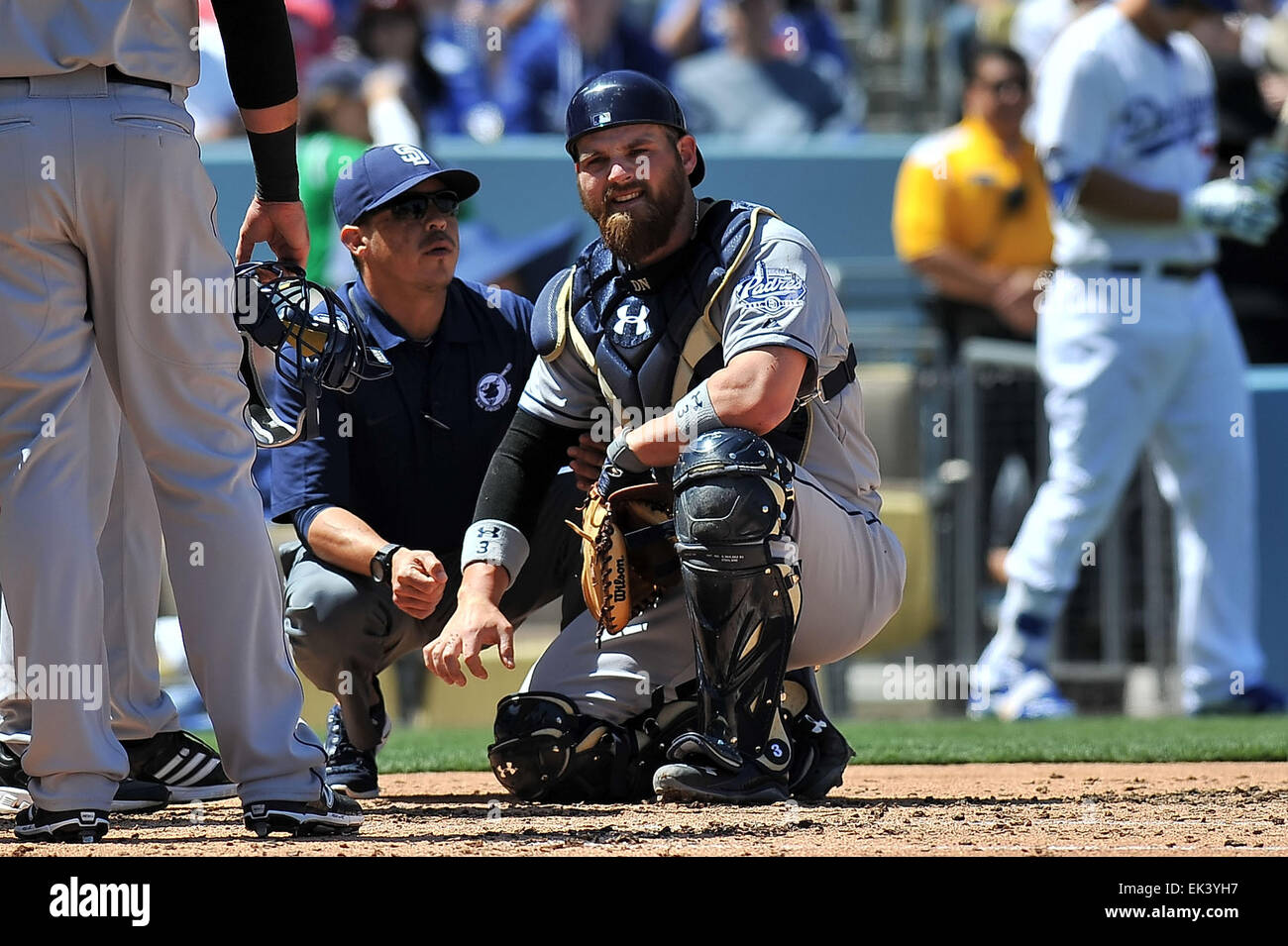 Los Angeles, CA, USA. 6th Apr, 2015. San Diego Padres catcher Derek ...