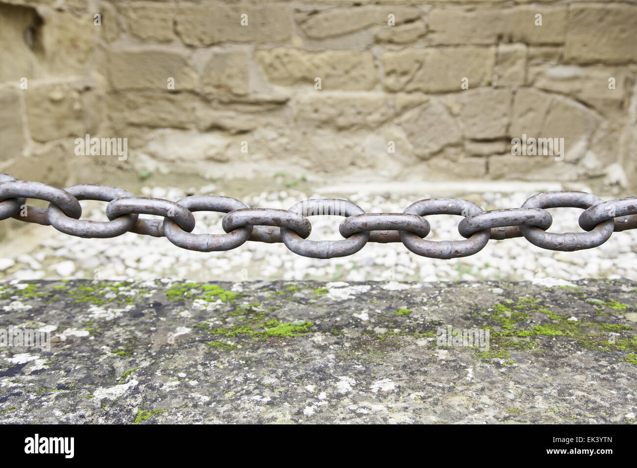 Metal chain in a castle, detail of a chain of protection Stock Photo ...