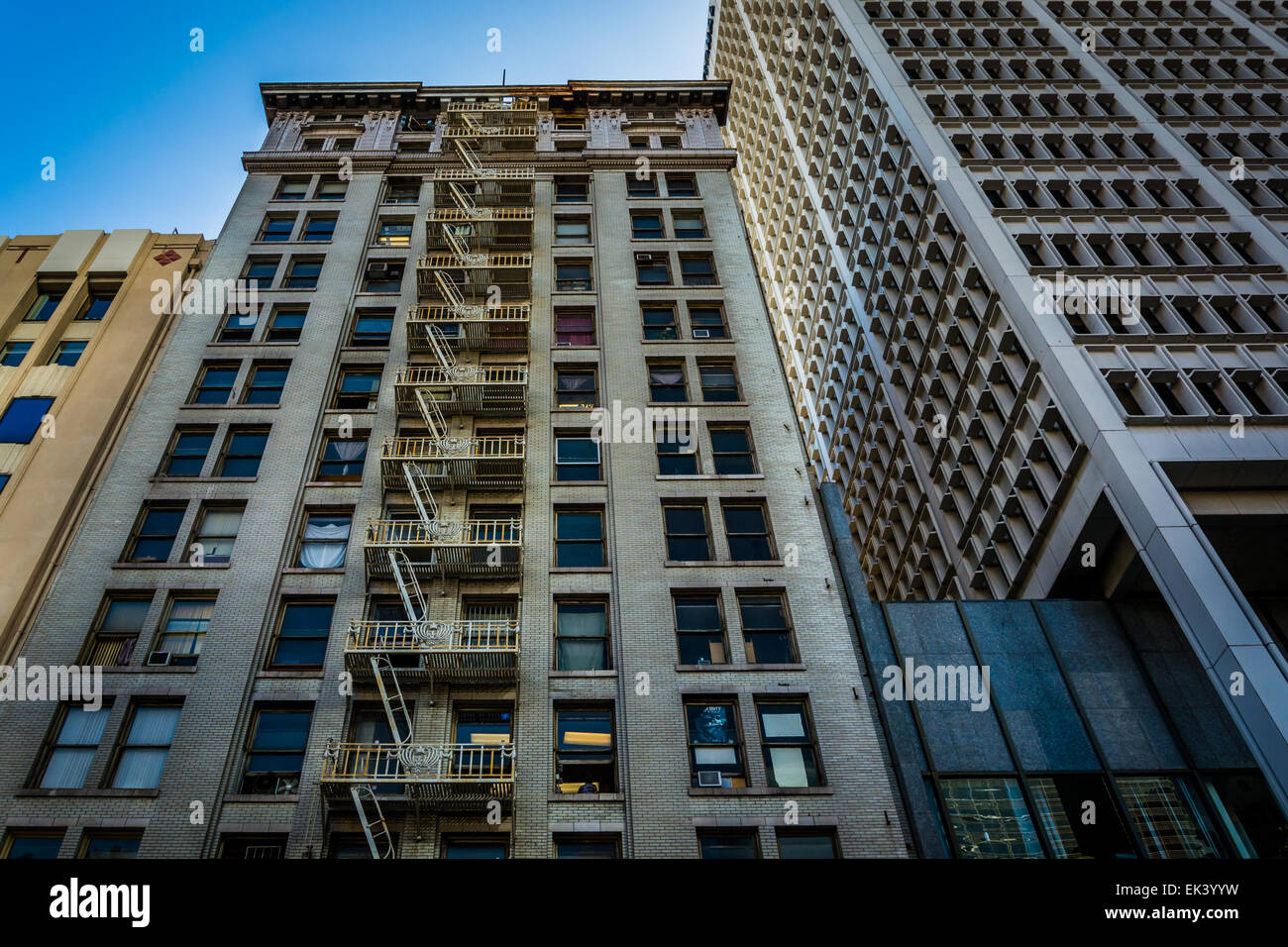 Buildings at Pershing Square, in downtown Los Angeles, California Stock ...
