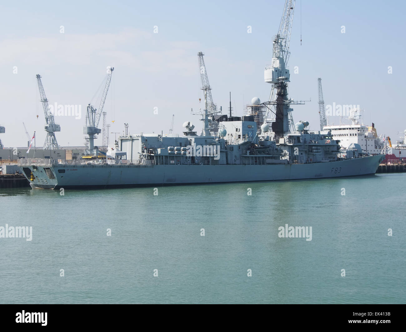 Duke class frigate HMS St Albans F83 undergoing maintenance in HM ...