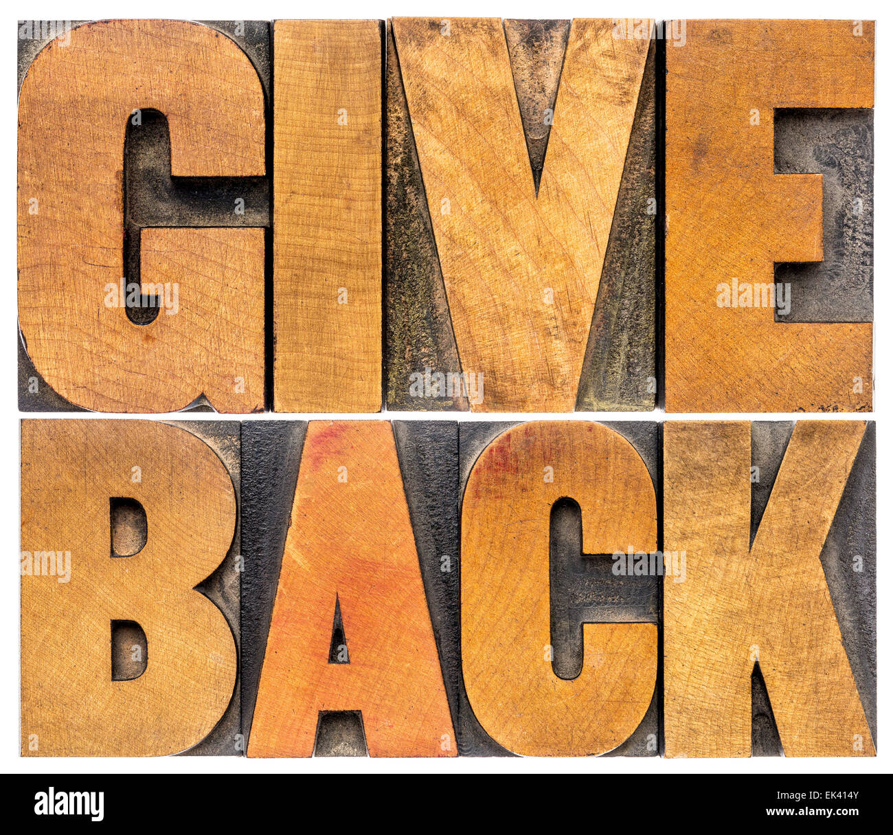 give back word abstract - isolated text in letterpress wood type Stock ...