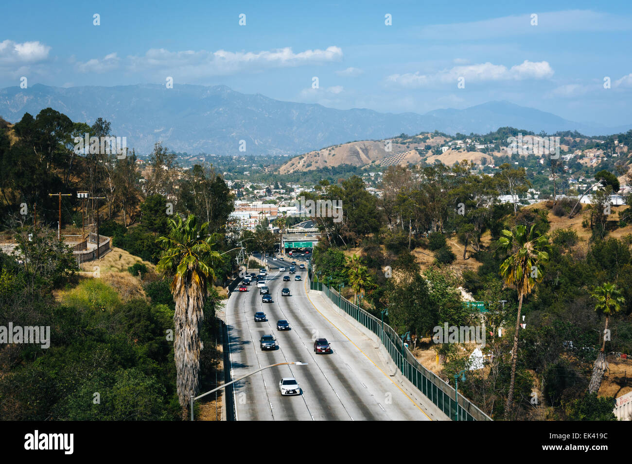 View of the 110 Freeway from the Park Row Drive Bridge, in Los Angeles ...