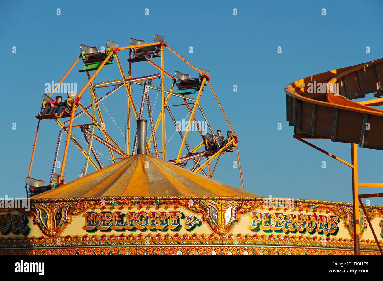Ferris Wheel and Traditional Victorian Steam Carousel Roundabout ...