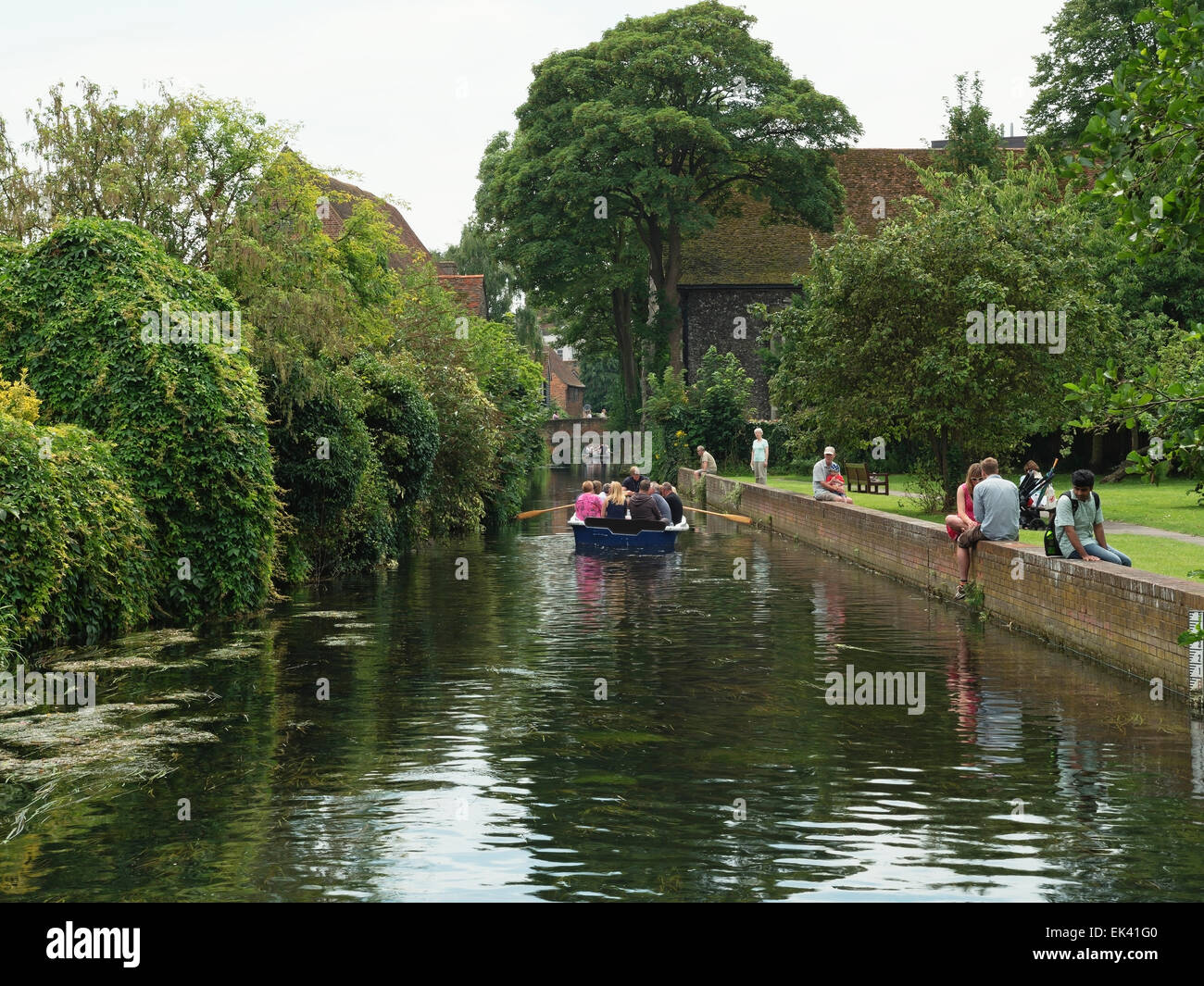 Tourists taking the Historic River Trip, River Stour, Canterbury, Kent ...