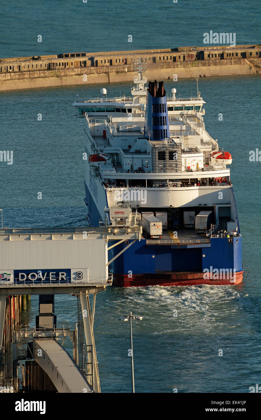 DFDS Seaways Channel Ferry maneuvering in Dover Harbour, Dover Straits ...