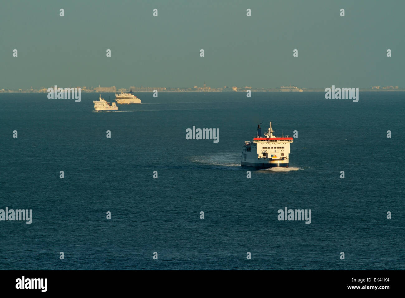 Channel Ferries Crossing the Dover Straits with Calais in distance ...