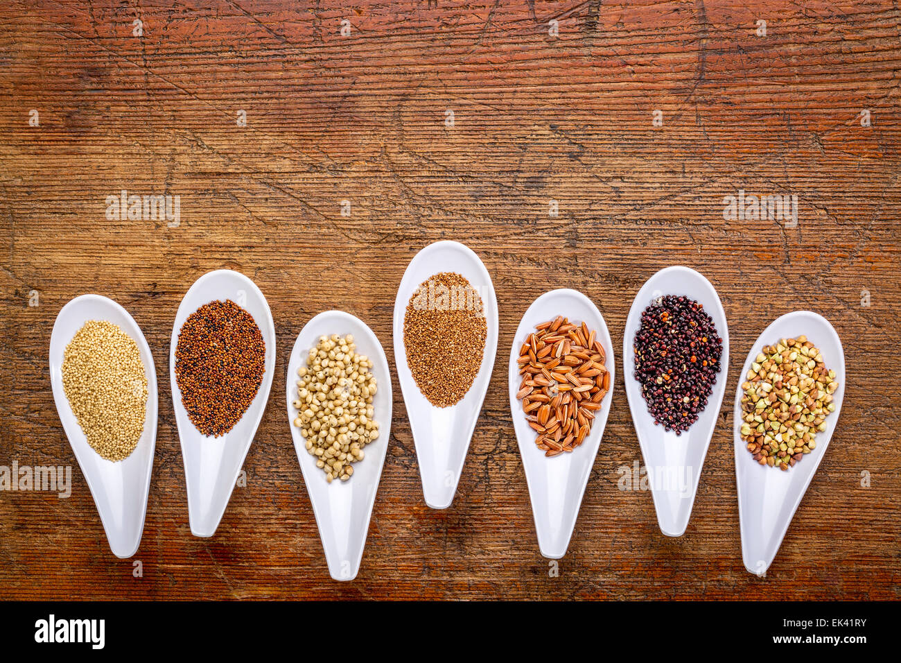 seven healthy, gluten free grains (quinoa, brown rice, amaranth, teff ...