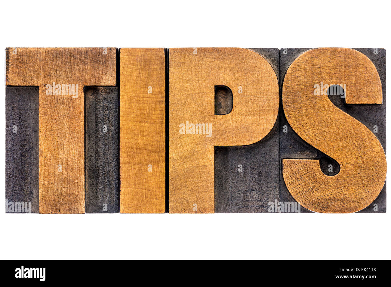 tips word - isolated text in letterpress wood type Stock Photo - Alamy